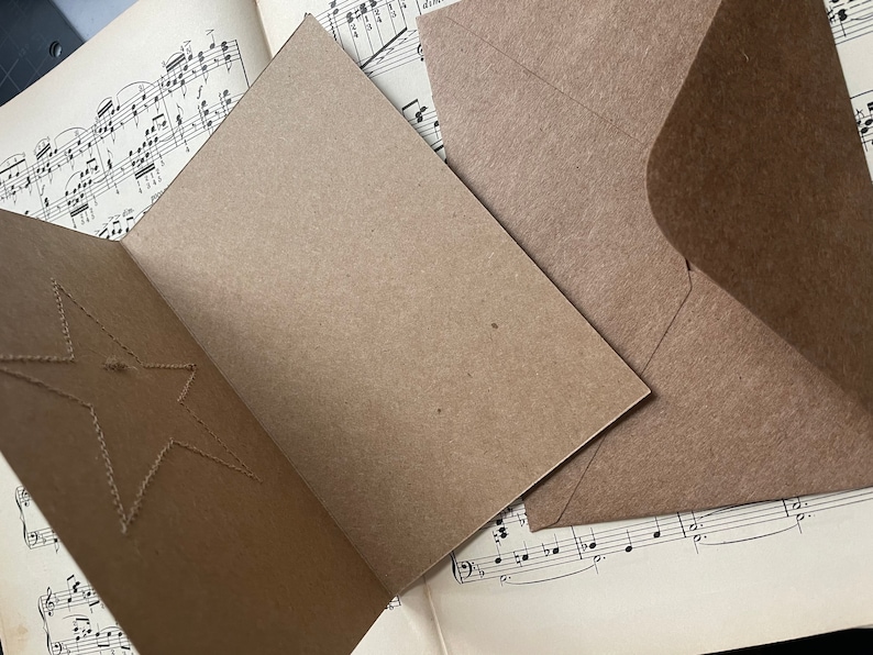 Christmas Card Hand Made Vintage Music Star Design Kraft Card - Etsy UK