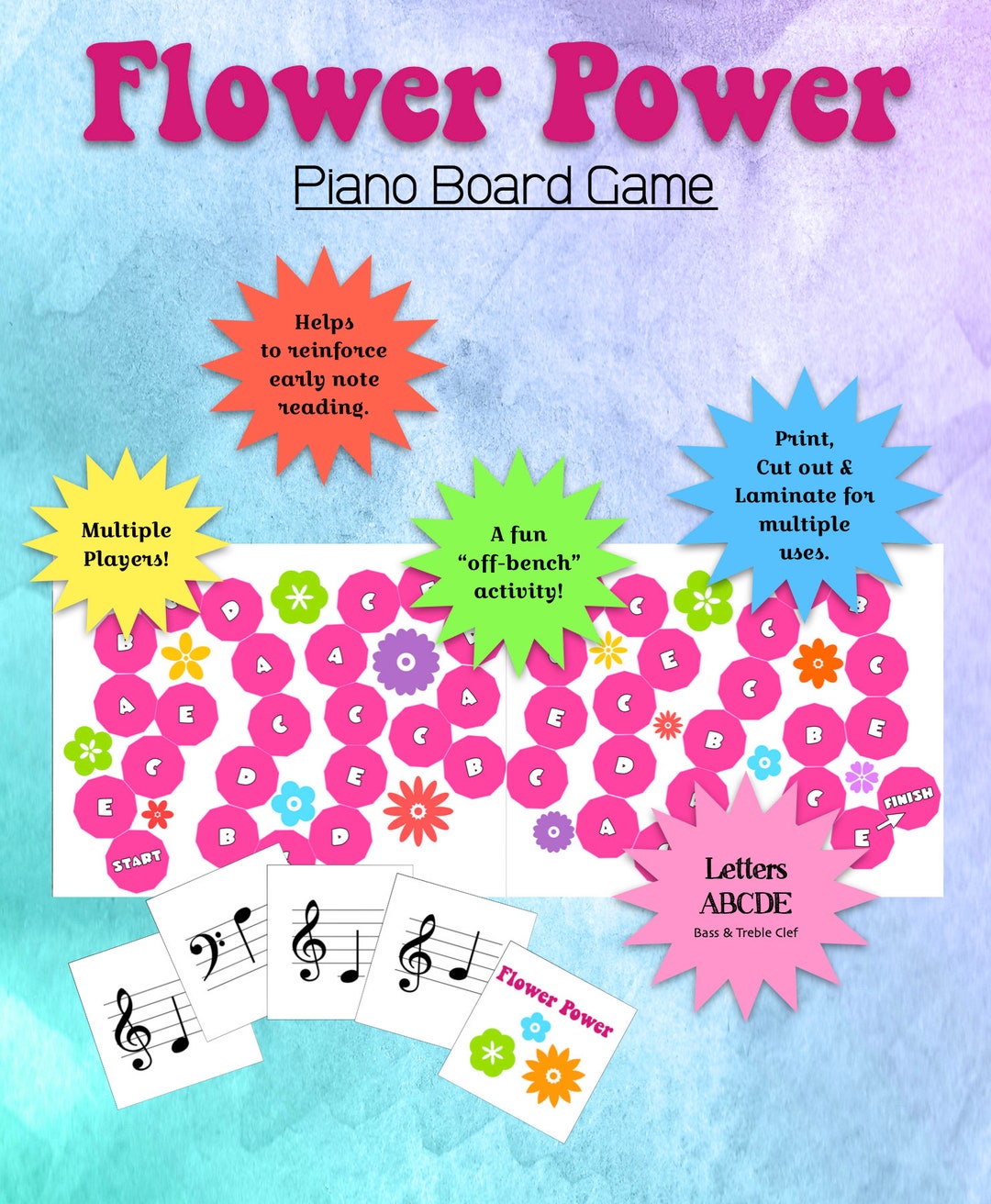 Flower Power Piano Board Game Activity Printable - Etsy