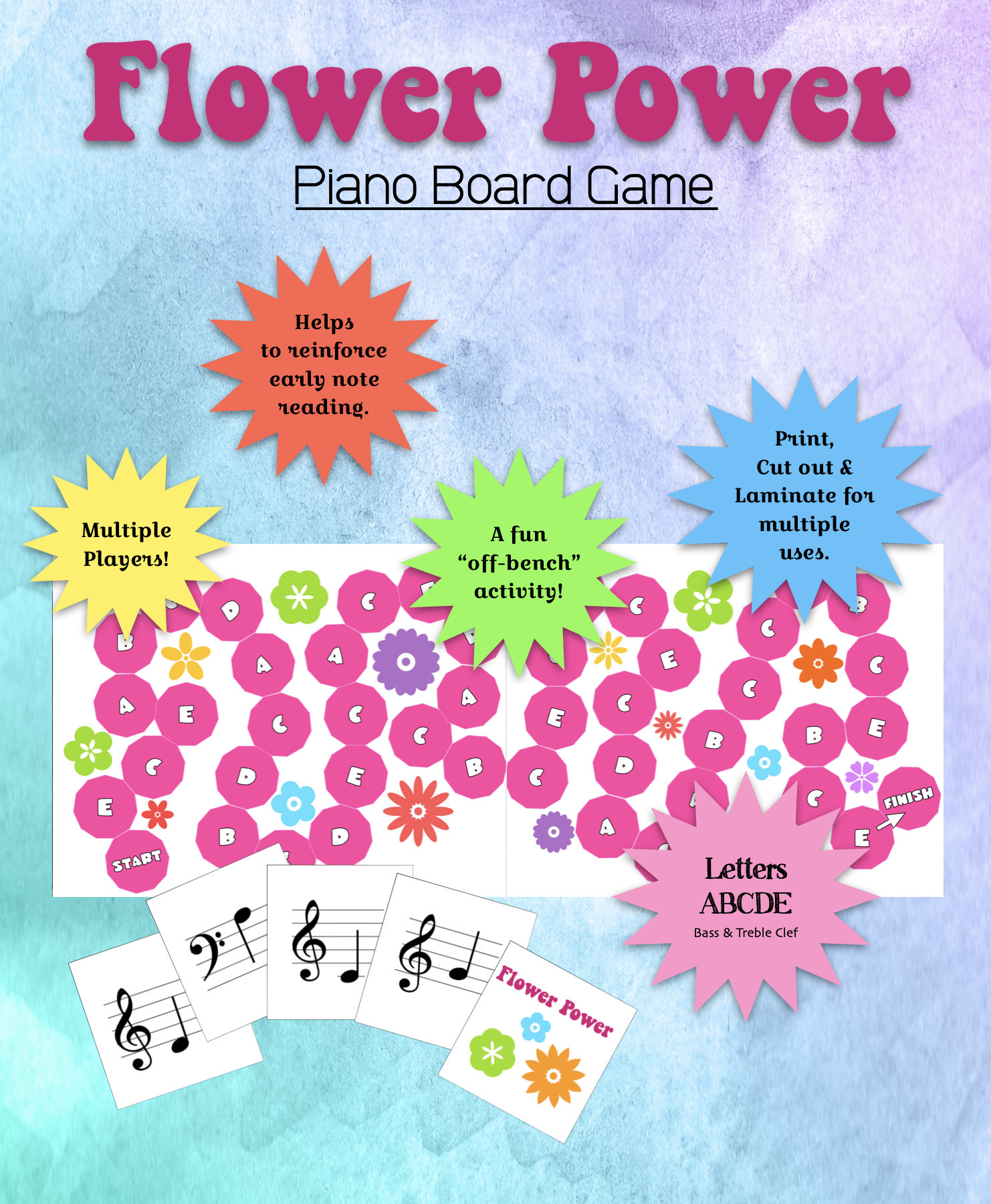 Flower Power Piano Board Game Activity Printable - Etsy
