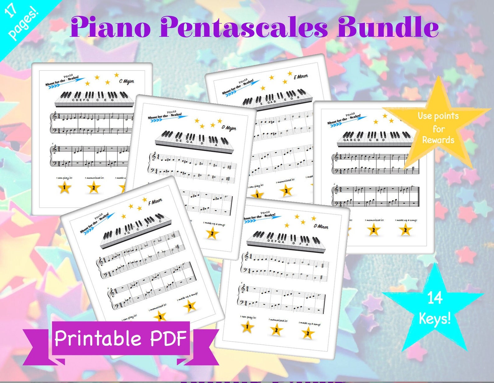Piano Pentascales Printable PDF Bundle Digital Download - Etsy