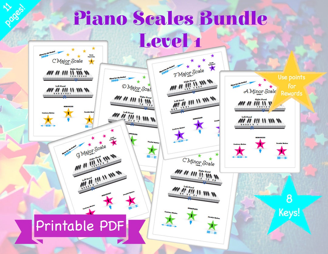 Piano Scales Level 1 Printable PDF Bundle Digital Download - Etsy