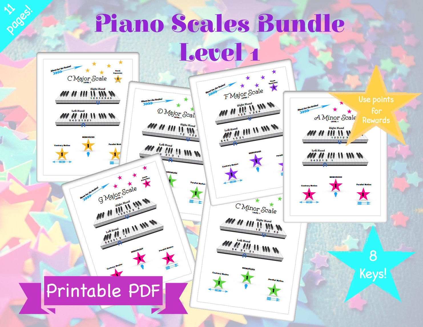 Piano Scales Level 1 Printable PDF Bundle Digital Download - Etsy