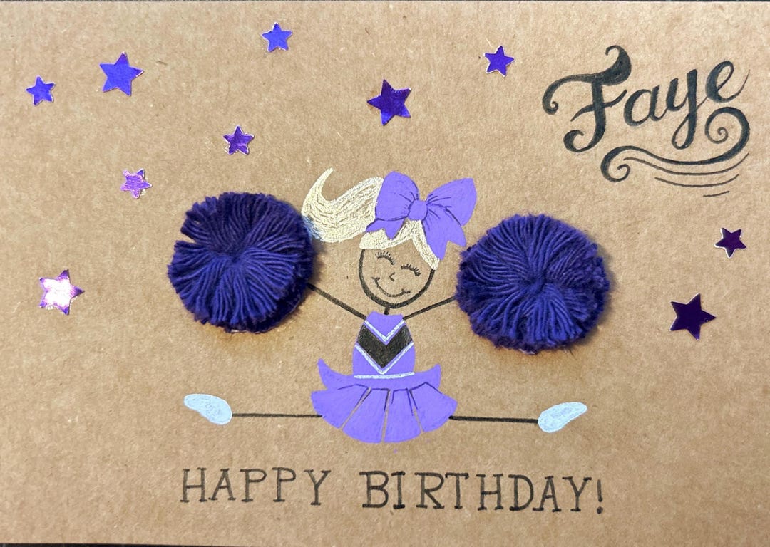 Cheerleader Birthday Card Custom Colors Personalized Name - Etsy