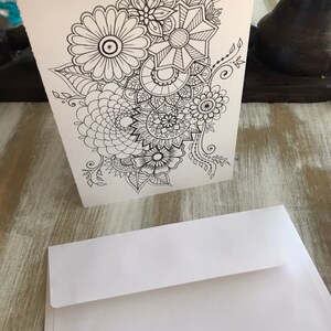 Hand-drawn Art Blank Cards: Black & White Coloring Set (5x7 With ...