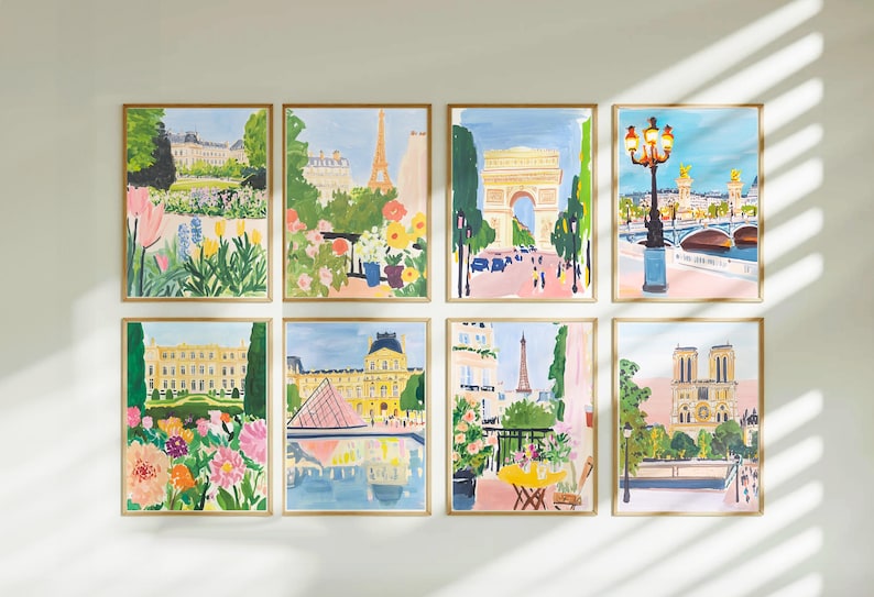 Art Prints Set of 8 Paris in Spring Poster Bundle Digital Download ...