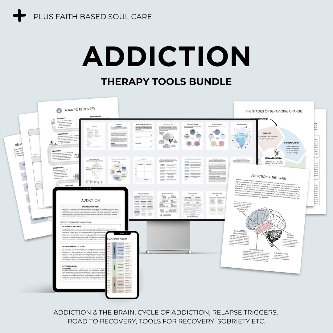 Addiction Recovery Worksheet Therapy Bundle Digital Download Treatment ...