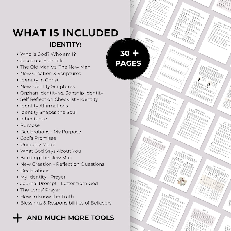 Biblical Identity Guide Spiritual Growth Journal Printable Prayer ...