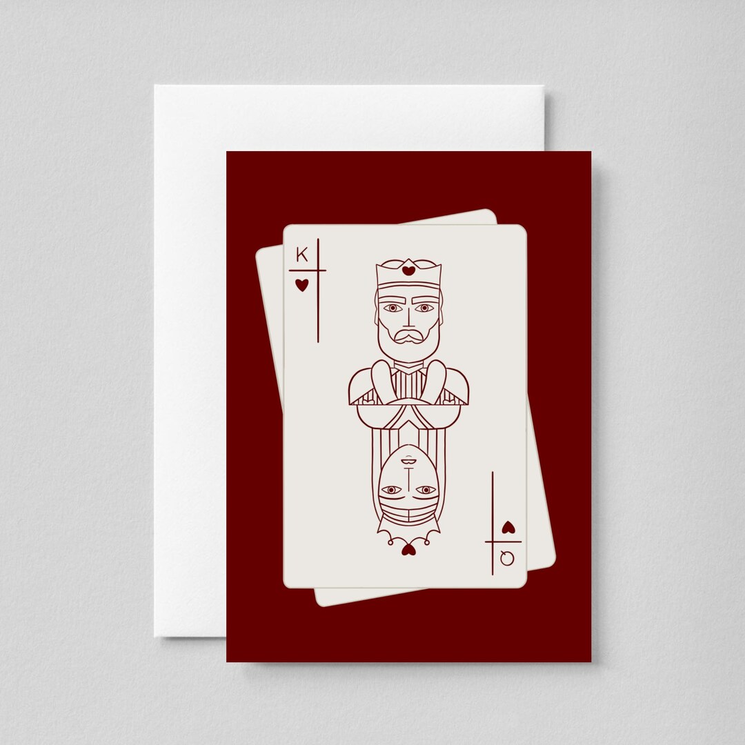 King & Queen of Hearts Valentine’s Card, Romantic Playing Card, Love ...