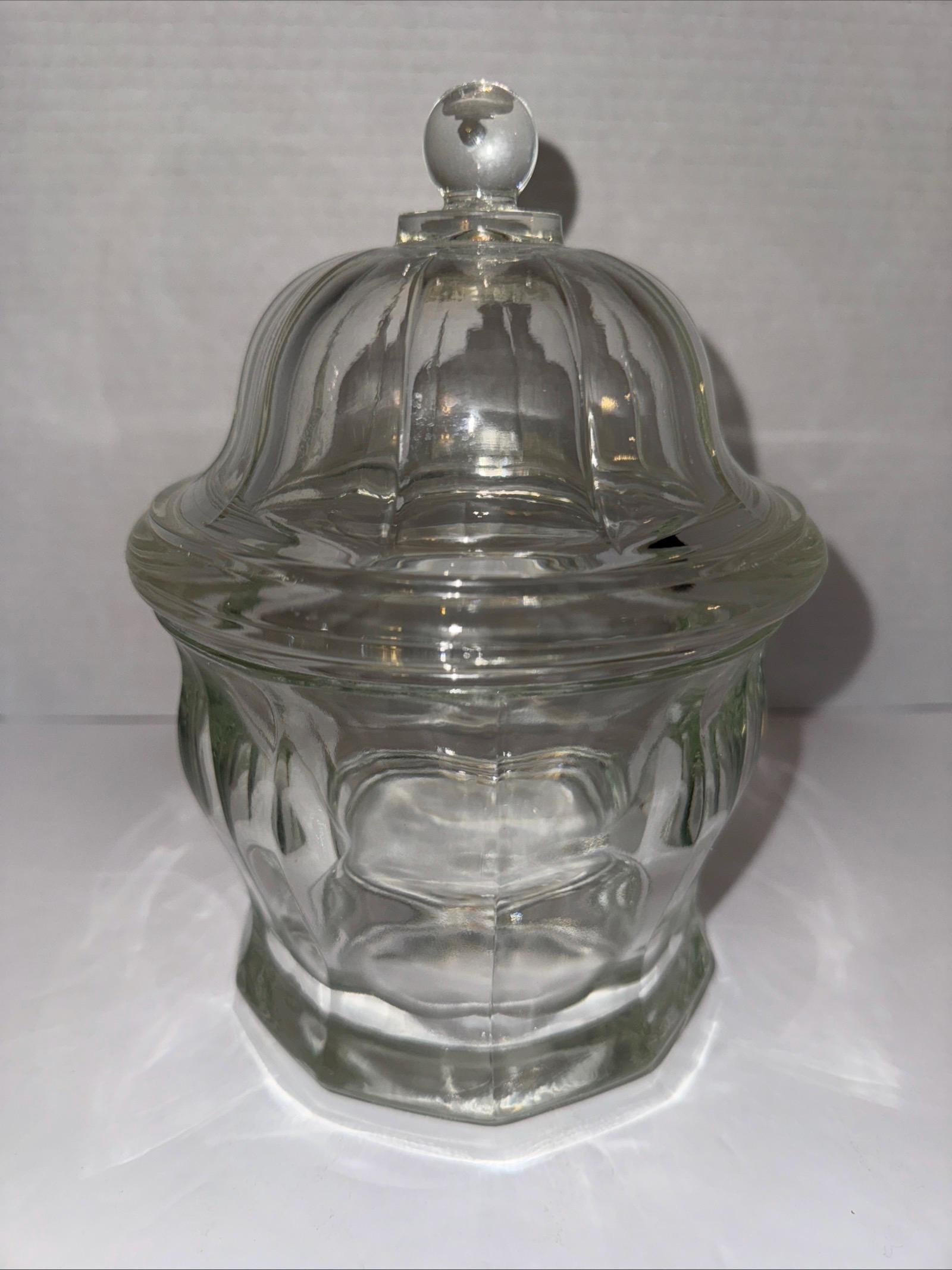 Vintage Indiana Glass Heavy Clear Panel Apothecary Ginger/candy/cookie ...