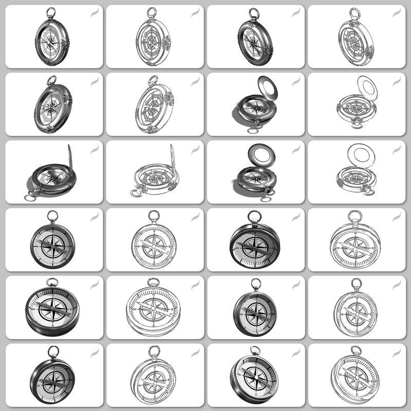 Compass Set – Procreate Brush Pack for Tattoo Artists & Illustrators - Etsy