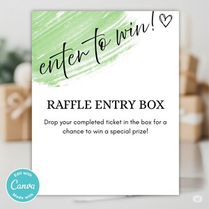 Editable Raffle Entry Sign | Enter to Win Printable Sign | Watercolor ...