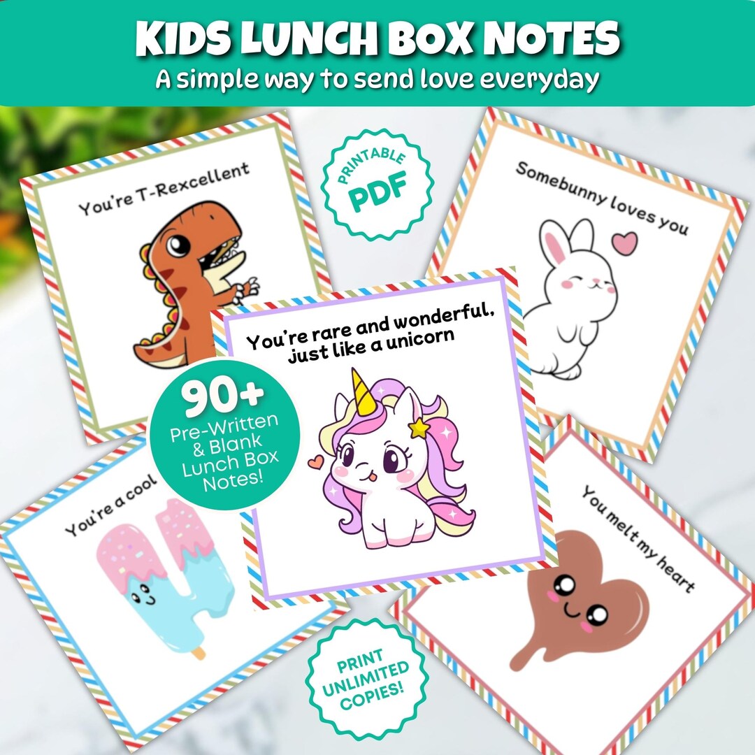 Lunchbox Notes for Kids Printable | Sweet School Lunch Notes ...