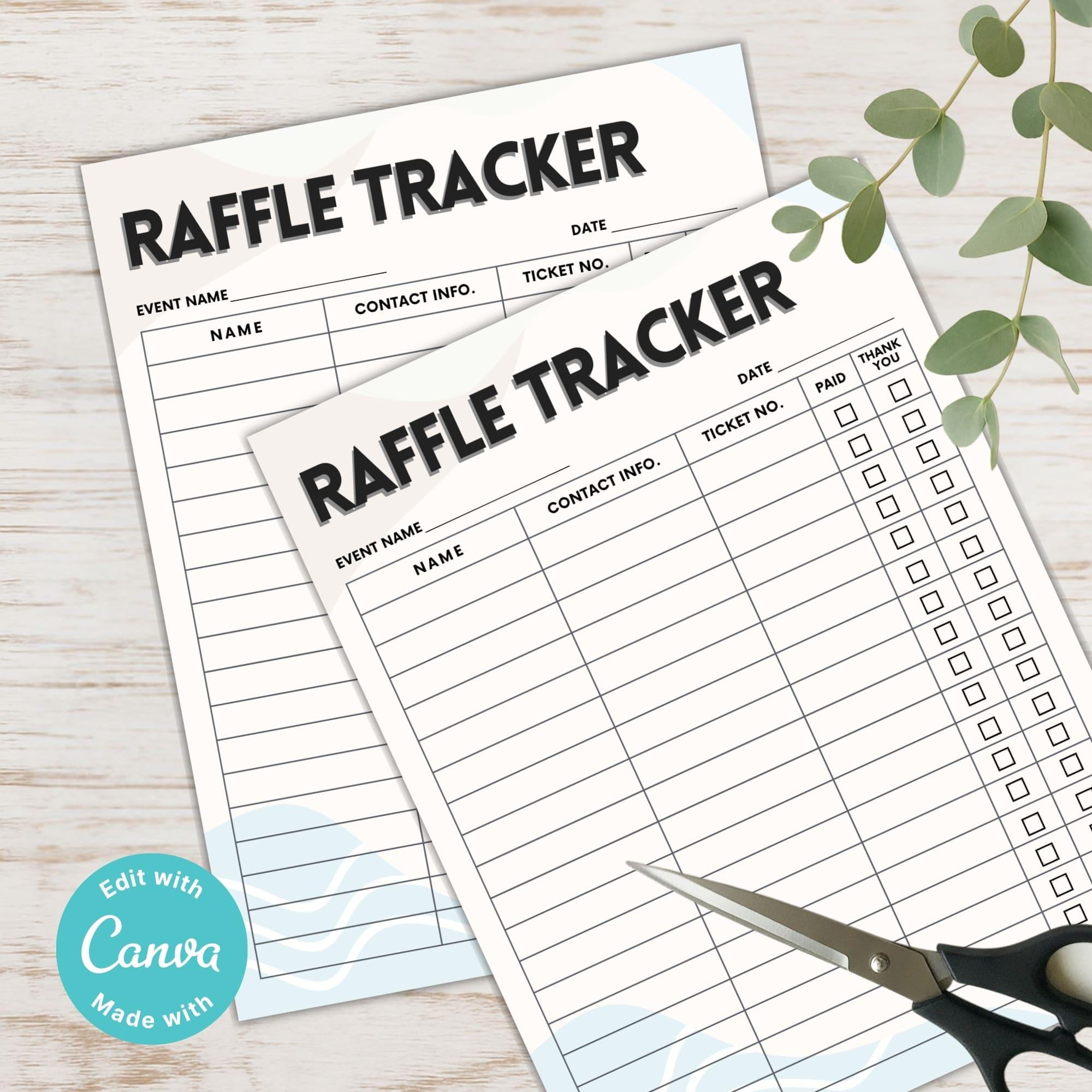 Editable Raffle Tracker Template | Raffle Log Printable | Customizable ...