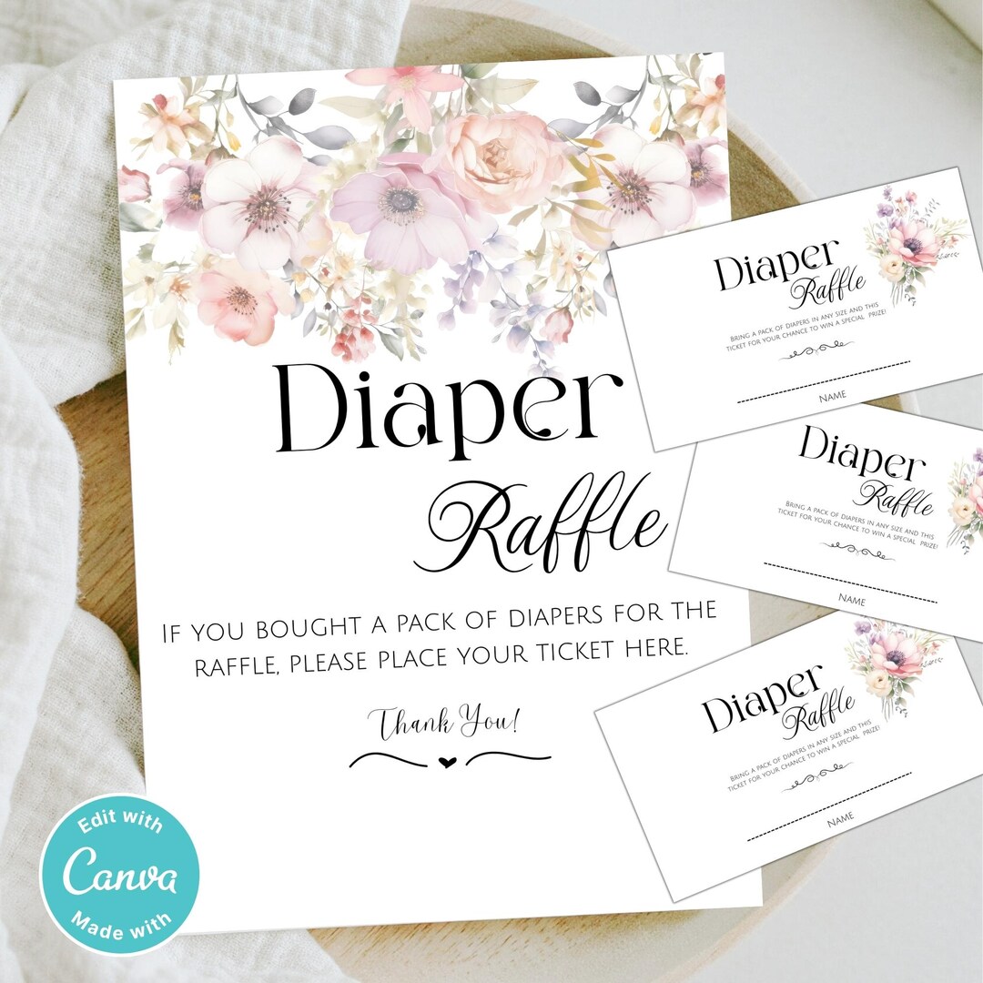 Wildflower Diaper Raffle Ticket and Sign Template | Baby in Bloom ...