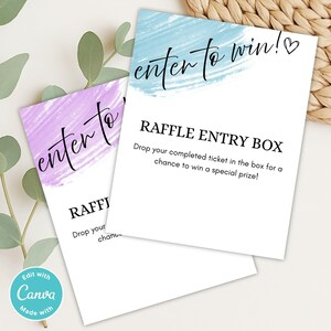 Editable Raffle Entry Sign | Enter to Win Printable Sign | Watercolor ...