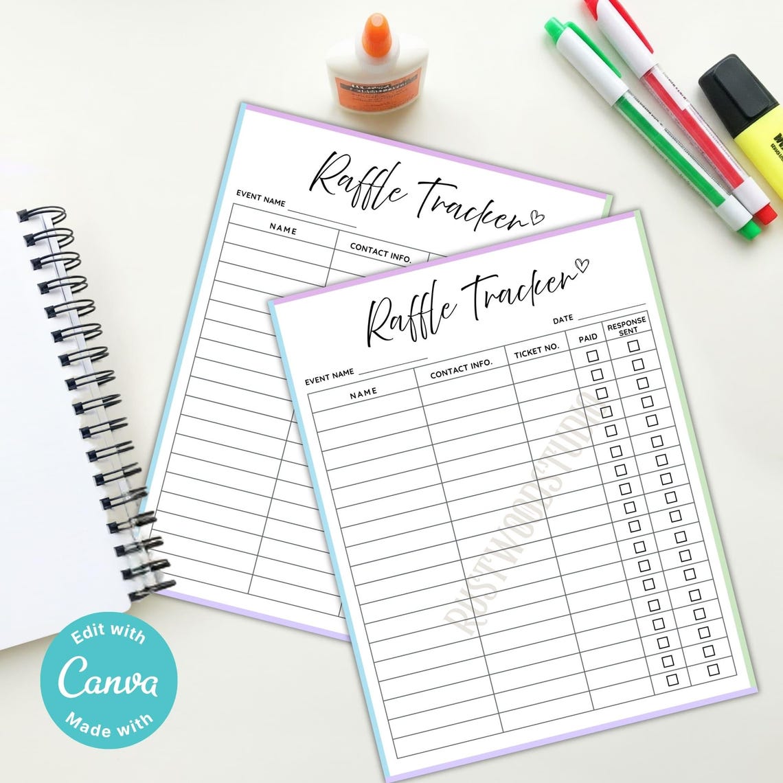Editable Raffle Tracker Template: Printable Fundraiser Organizer (PDF ...