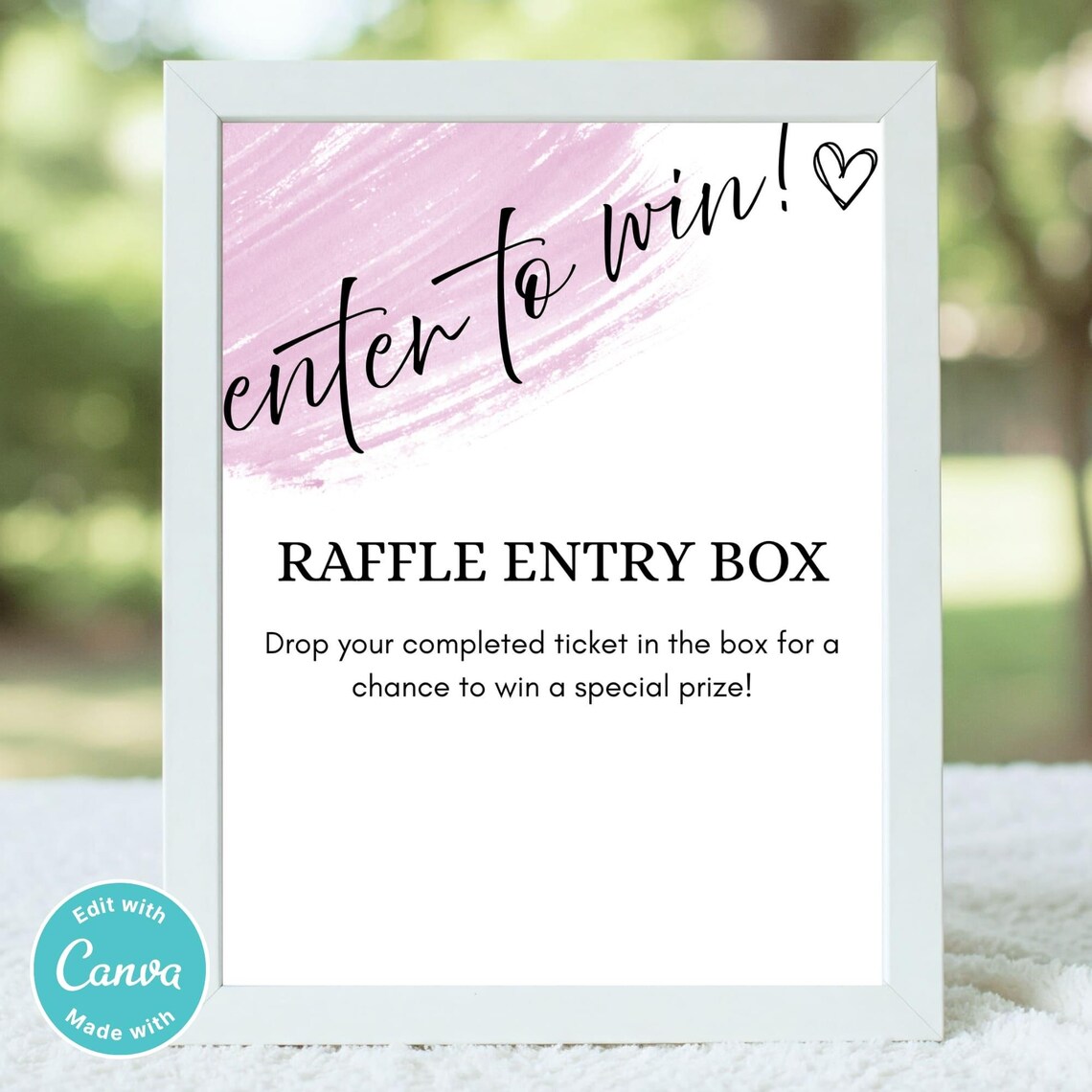 Editable Raffle Entry Sign | Enter to Win Printable Sign | Watercolor ...