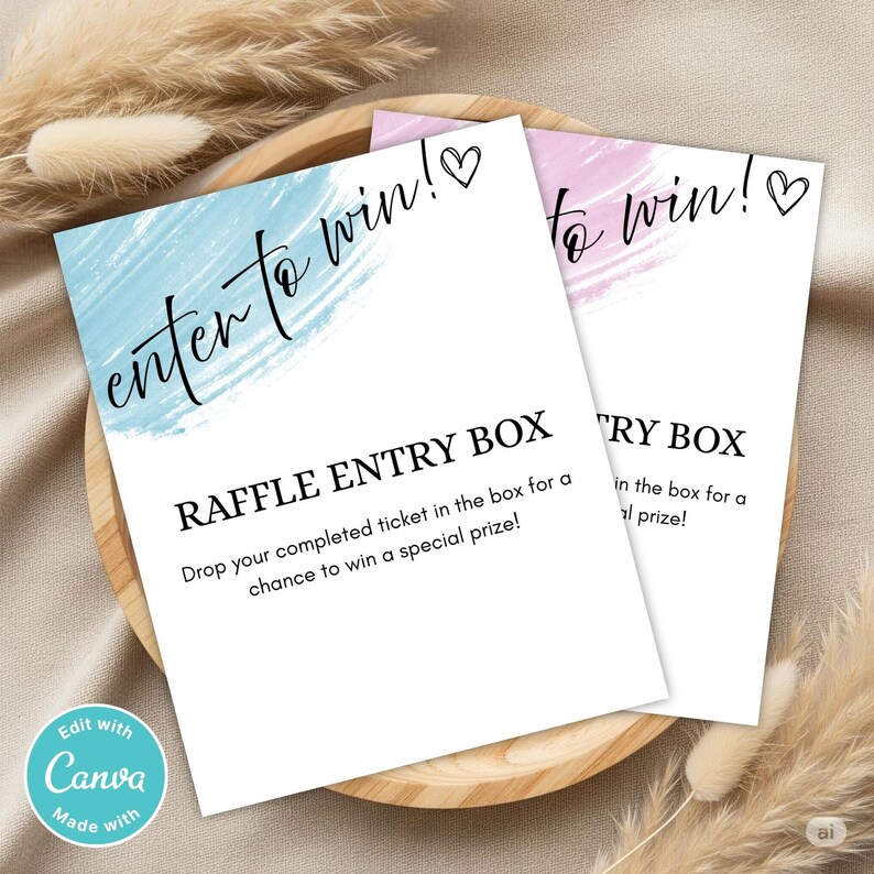 Editable Raffle Entry Sign | Enter to Win Printable Sign | Watercolor ...