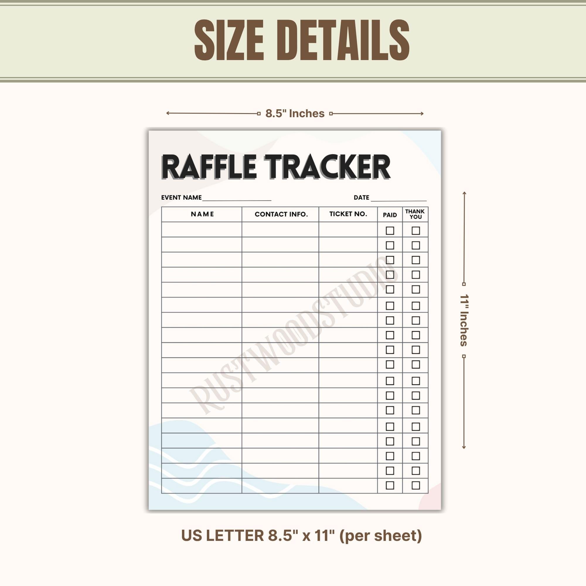 Editable Raffle Tracker Sheet | Printable Raffle Log Template ...