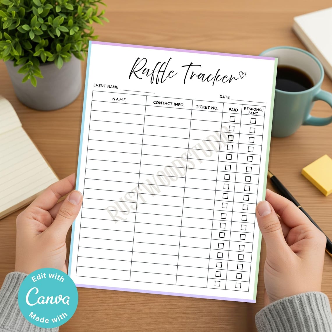 Editable Raffle Tracker Template: Printable Fundraiser Organizer (PDF ...