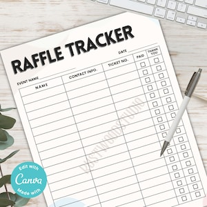 Editable Raffle Tracker Template | Raffle Log Printable | Customizable ...