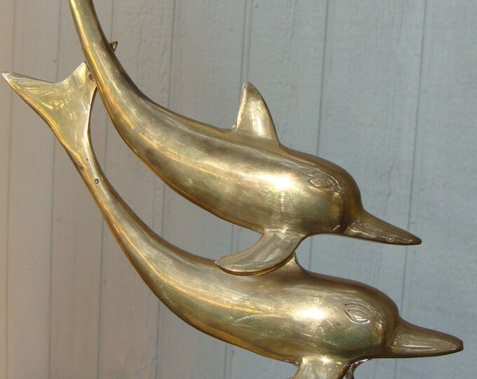 Brass Dolphin Gatco Solid Heavy Brass Double Dolphin Statue Made in ...