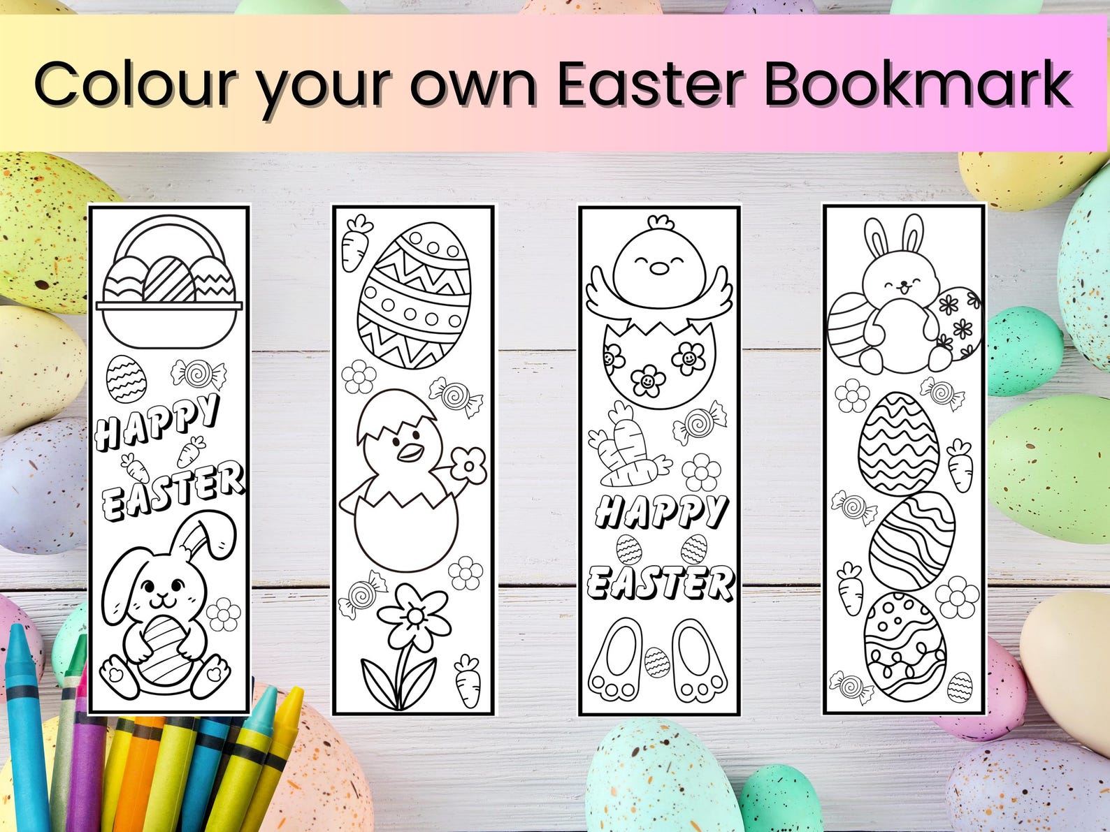 Easter Colouring Bookmarks – Set of 4 Printable A4 Bookmarks | Easter ...