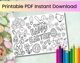 Easter Colouring Placemat - A4 Printable Activity for Kids - Fun Easter ...