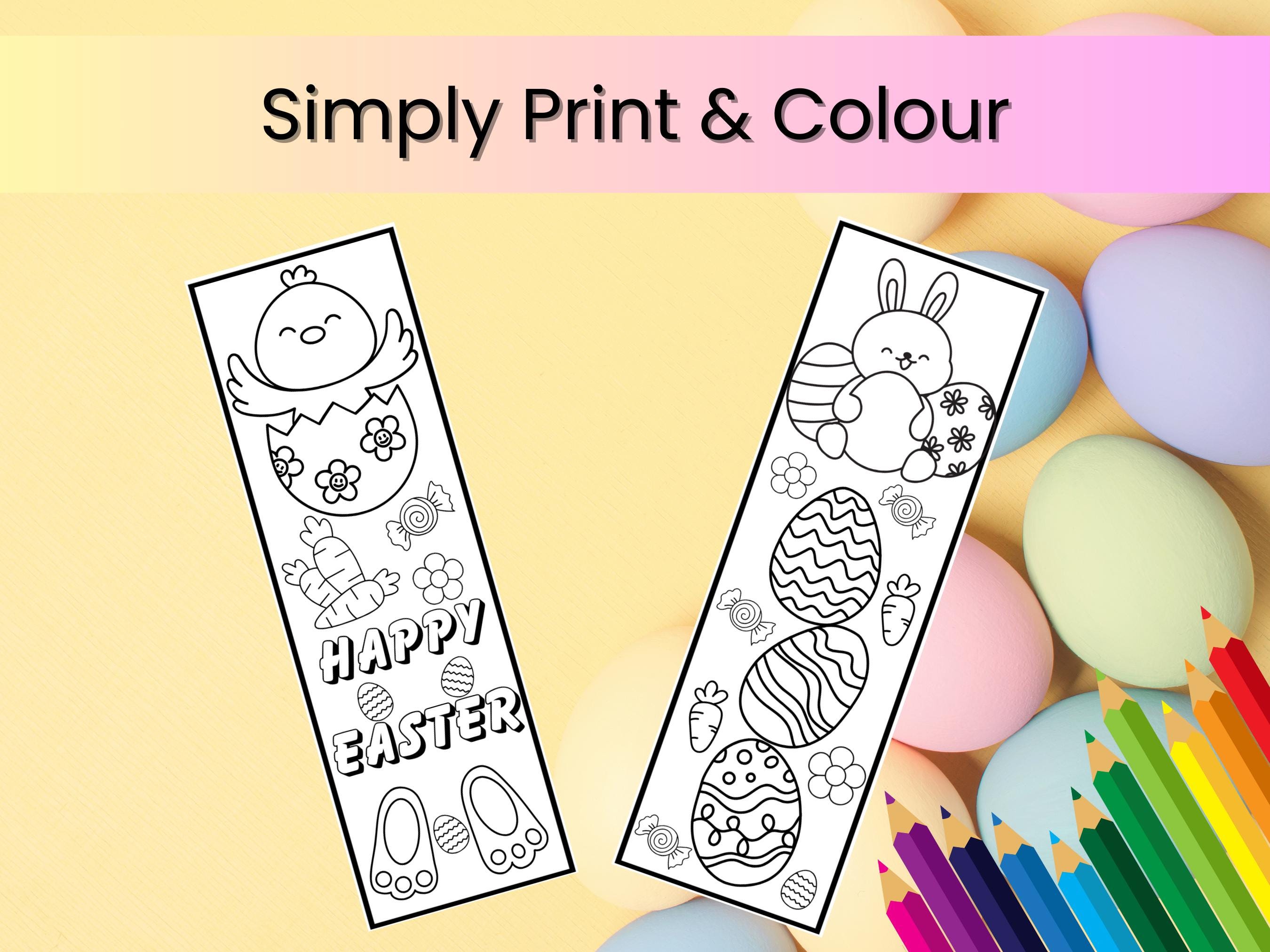 Easter Colouring Bookmarks – Set of 4 Printable A4 Bookmarks | Easter ...