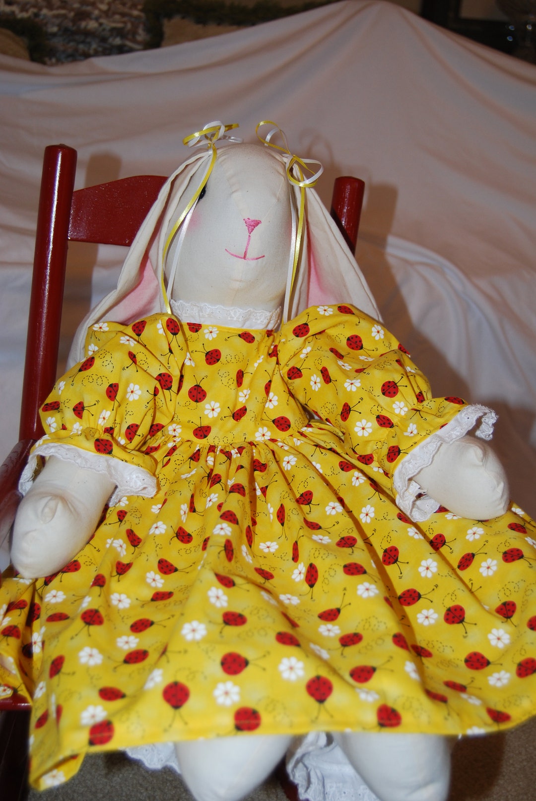 Little Girl Yellow Bunny-plush Rabbit-little Girl Toy - Etsy
