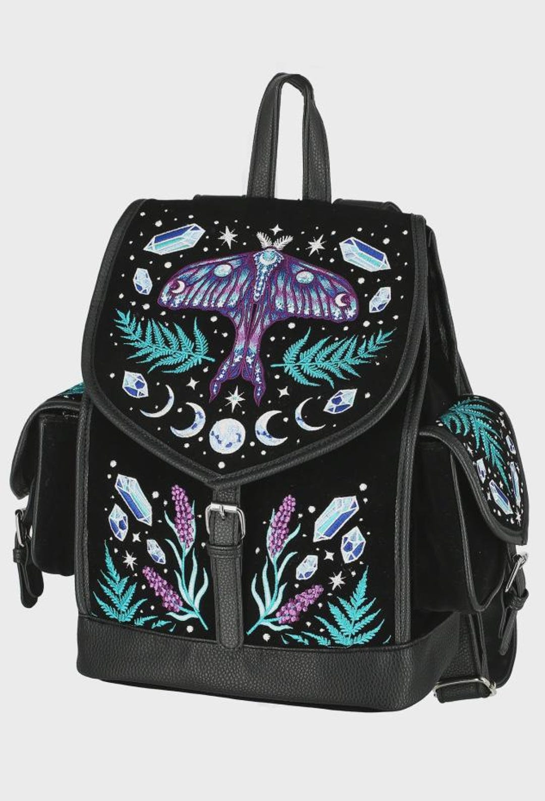 Enchanted Forest Gothic Backpack – Moth Embroidery, Moon Phases ...