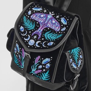 Enchanted Forest Gothic Backpack – Moth Embroidery, Moon Phases ...