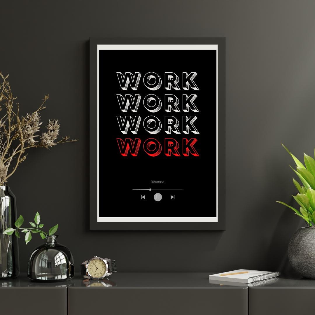 Work Work Work Poster – Minimalist Motivational Wall Art for ...