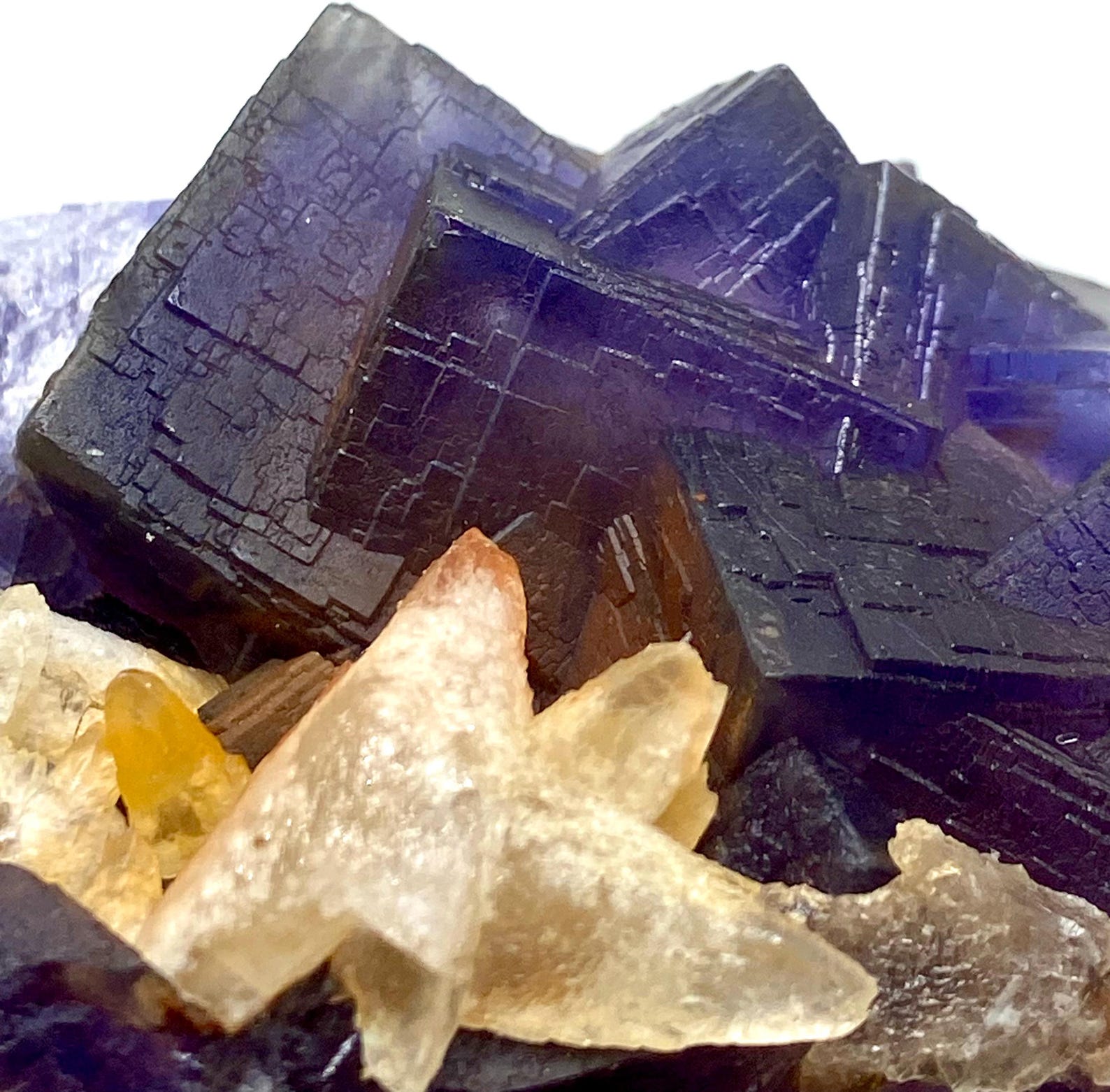 Unique Color Cubic Fluorite With Calcite Crystal, Pakistan Mineral ...