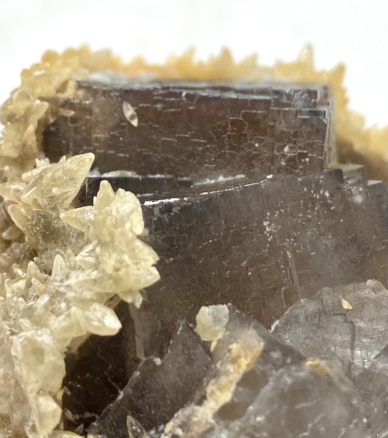 243 Gram Unique Natural Cubic Fluorite With Calcite Specimen: From ...