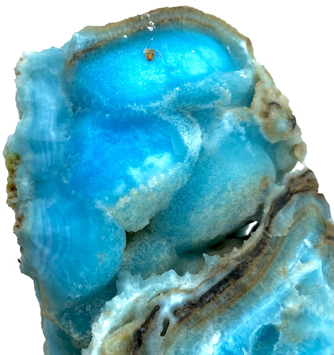 Blue Banded Aragonite Specimen, Botryoidal Mineral Display, Afghanistan ...
