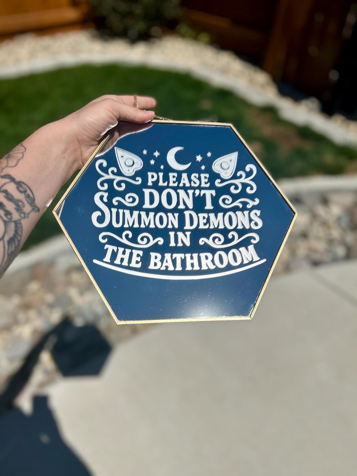 Please Don’t Summon Demons Etched Gold Hanging Wall Decor | Gothic ...