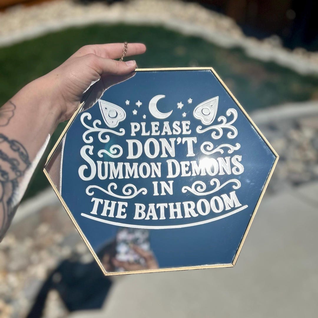 Please Don’t Summon Demons Etched Gold Hanging Wall Decor | Gothic ...