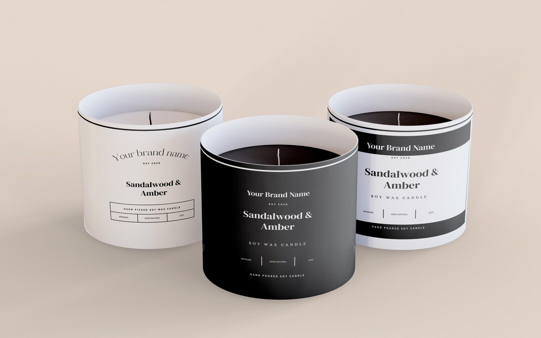 10 Editable Minimalist Candle Label Templates: Canva Stickers (digital ...