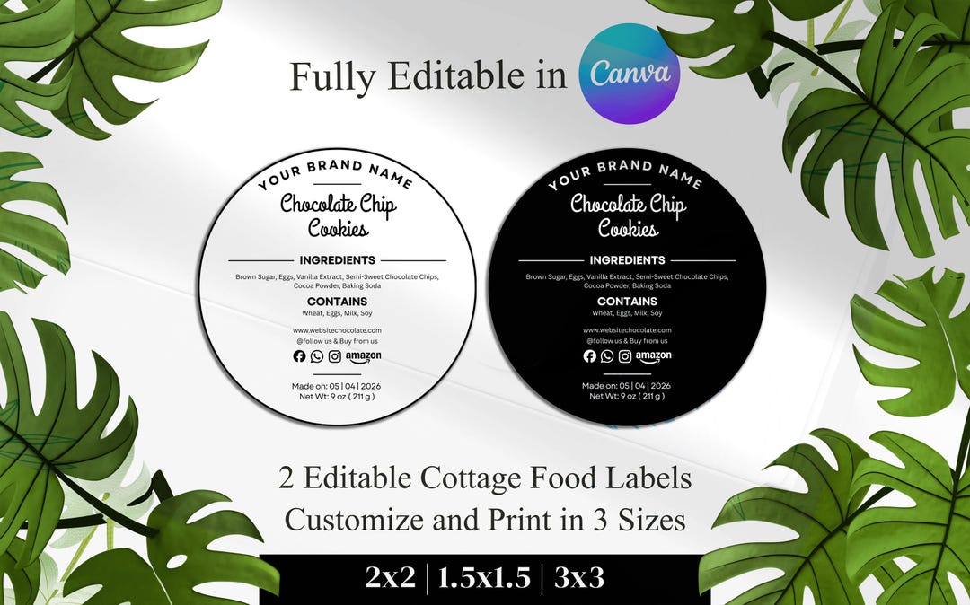 Editable Cottage Food Labels: Canva Template, Bakery Stickers (PDF) - Etsy