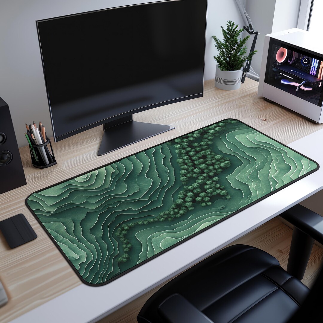 Green Topography Desk Mat, 3D Home Office Decor & Gaming Mousepad Gift ...