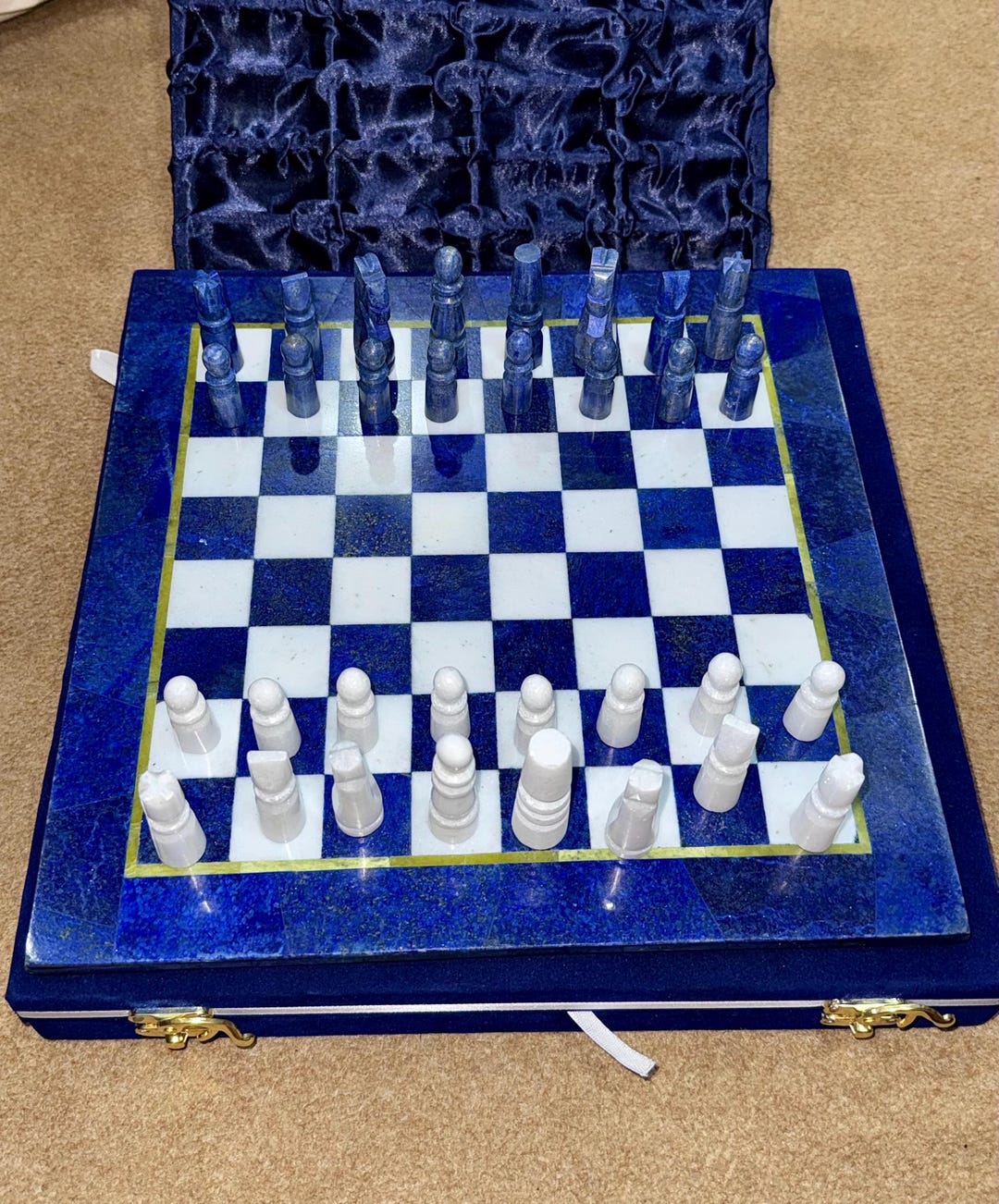 AA GRADE Lapis Lazuli Chess Board-natural Lapislazuli Chess Board ...