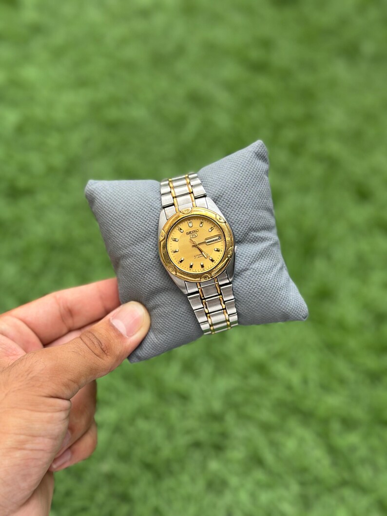 Vintage Seiko Automatic Watch: Two-tone Golden Dial, Day-date - Etsy