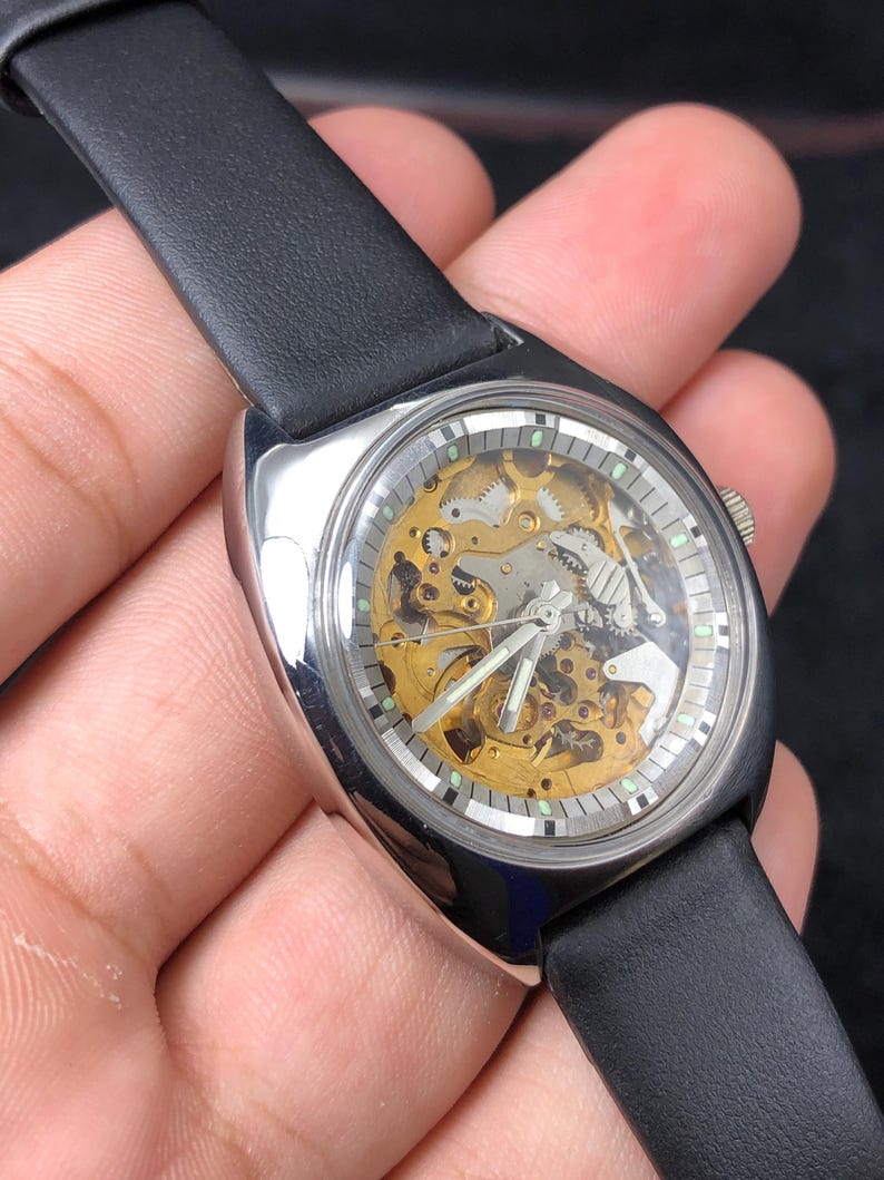 Vintage Citizen Automatic SKELETON S80458 HSW Date Gents Watch Japan ...