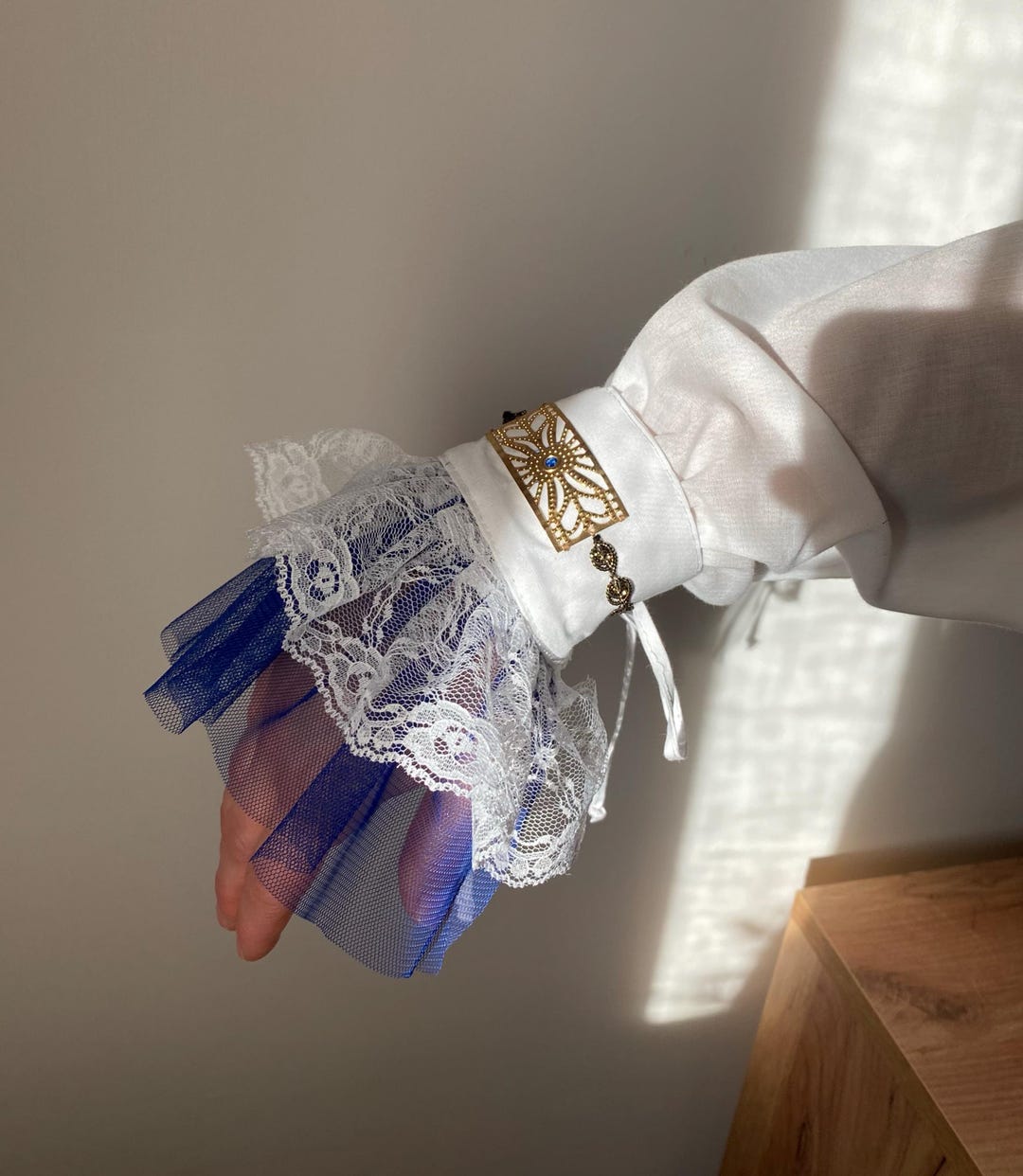 Handmade Victorian Lace Cuffs – Elegant Adjustable Cotton & Tulle Wrist ...