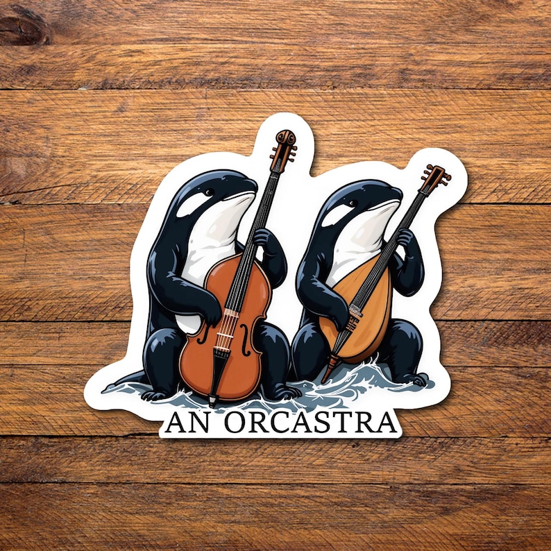 Orcastra Sticker: Punny Orca Whale Music Sticker - Etsy