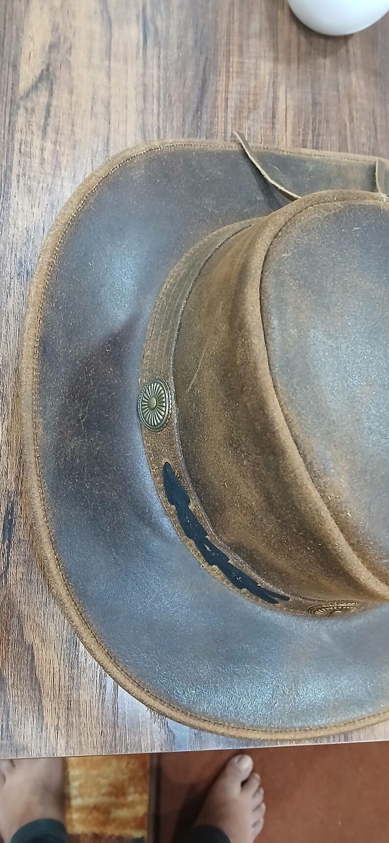 Cowhide Leather Handmade Cowboy Hat Brown - Unisex Western Style for ...