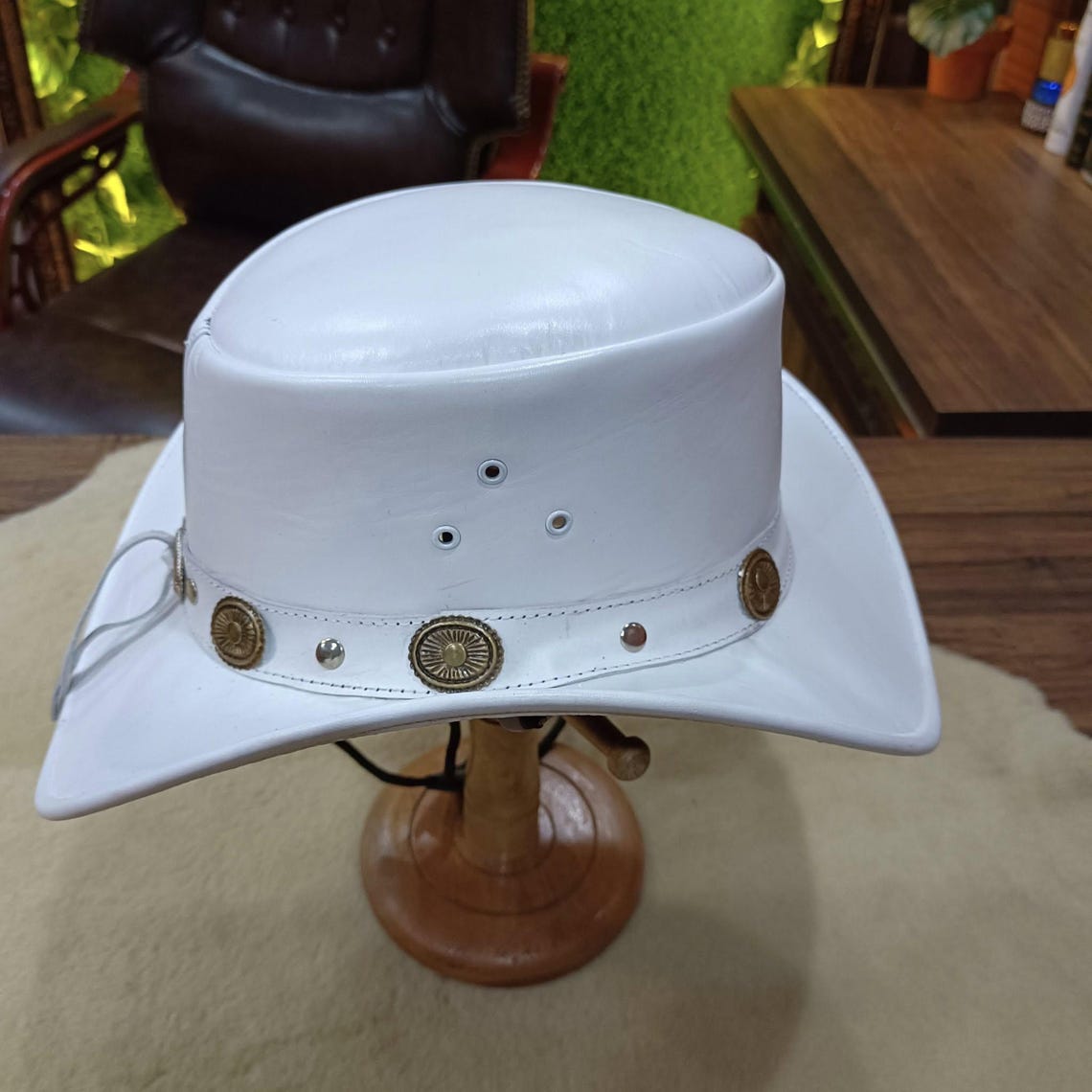 Leather Handmade Cowboy Hat White Unisex Durable and Stylish Western ...