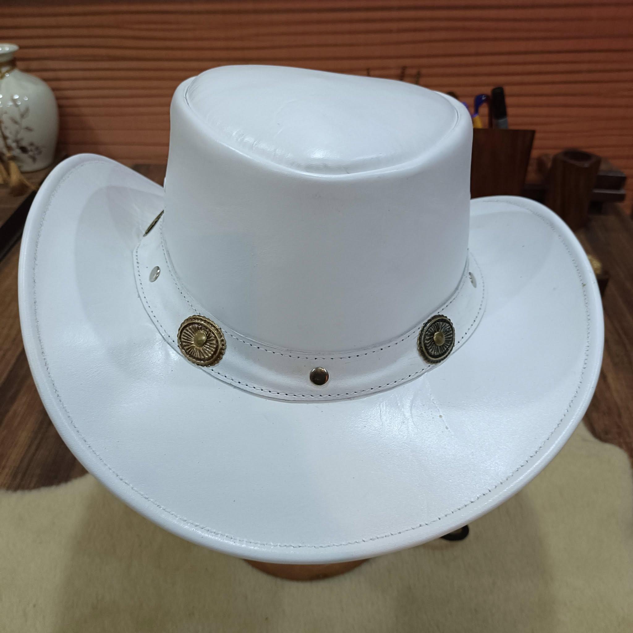 Leather Handmade Cowboy Hat White Unisex Durable and Stylish Western ...