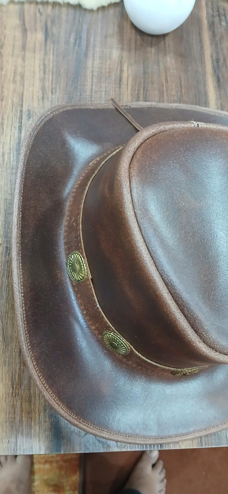 Crazy-horse Handmade Leather Cowboy Hat - Unisex Western Style for Bush ...